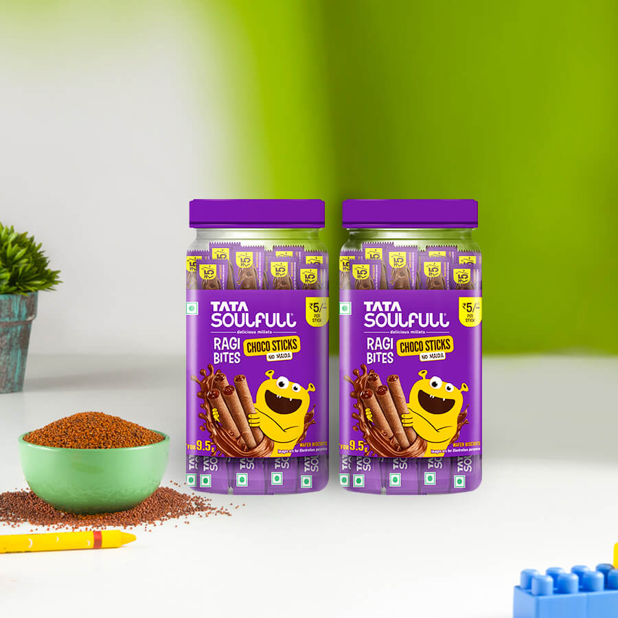 Ragi Bites Choco Sticks Box (34 Sticks) Combo - Pack of two |612g